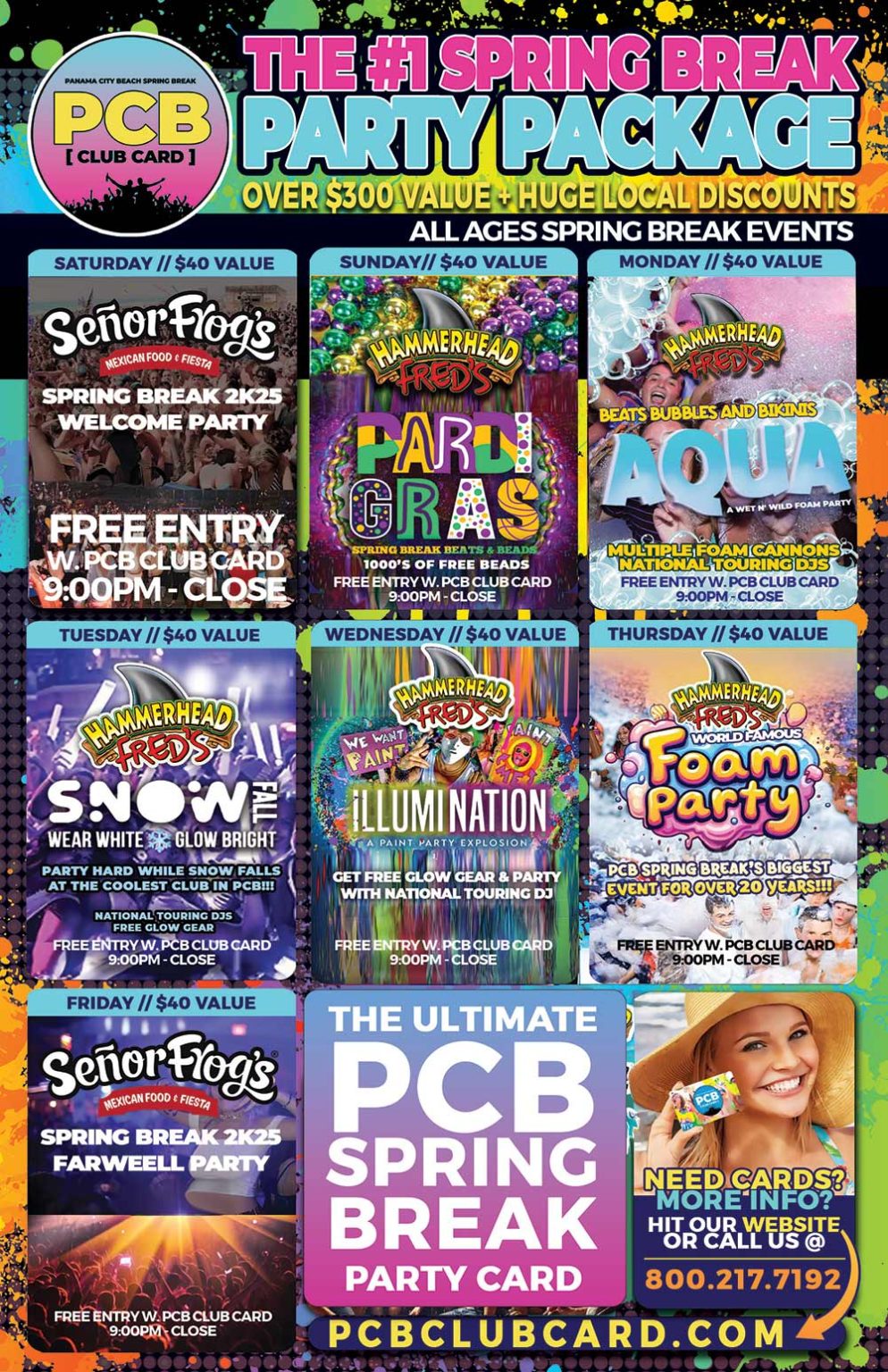 Ultimate Spring Break 2025 PCB Party Card