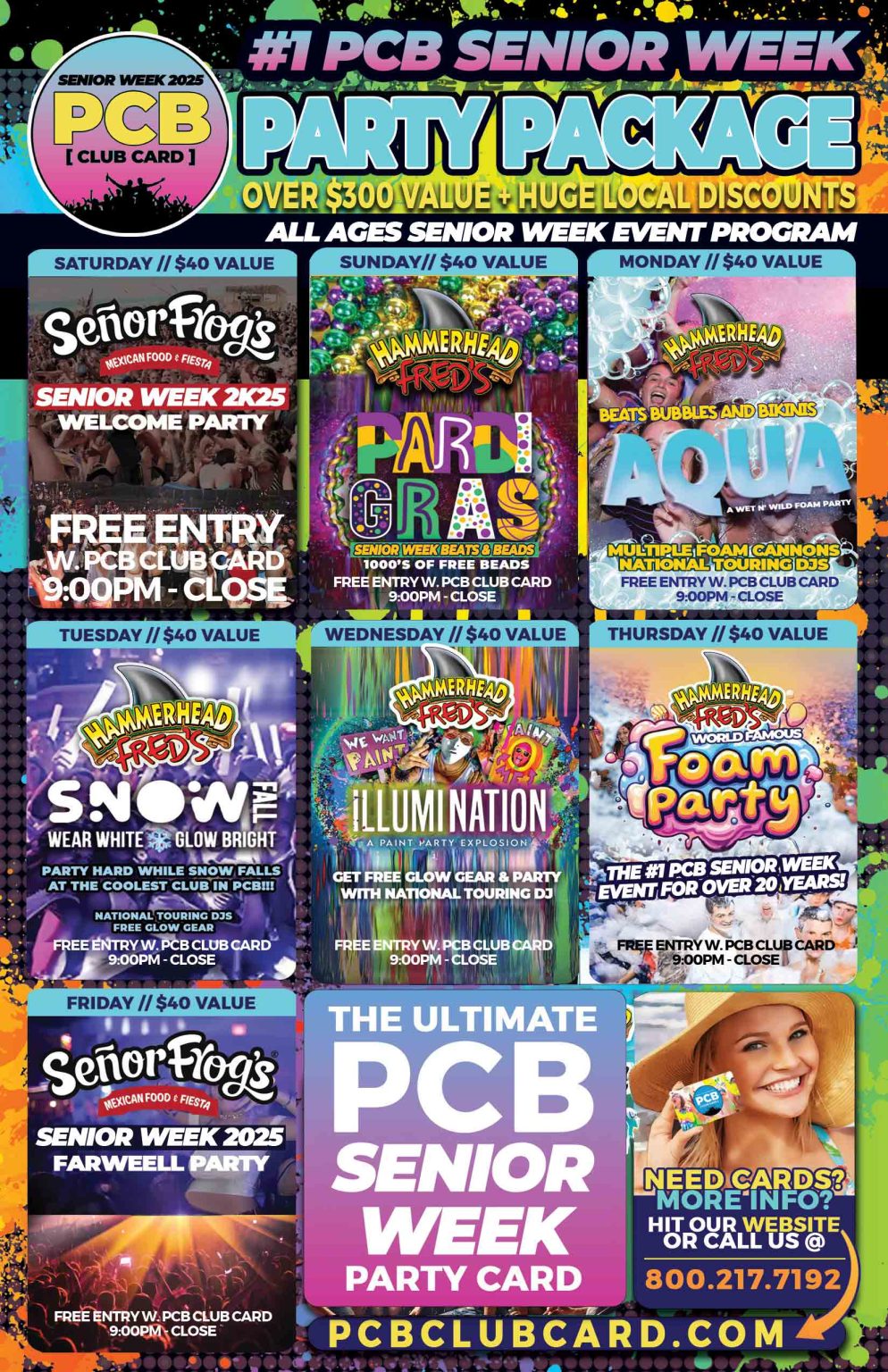 Ultimate Spring Break 2025 PCB Party Card